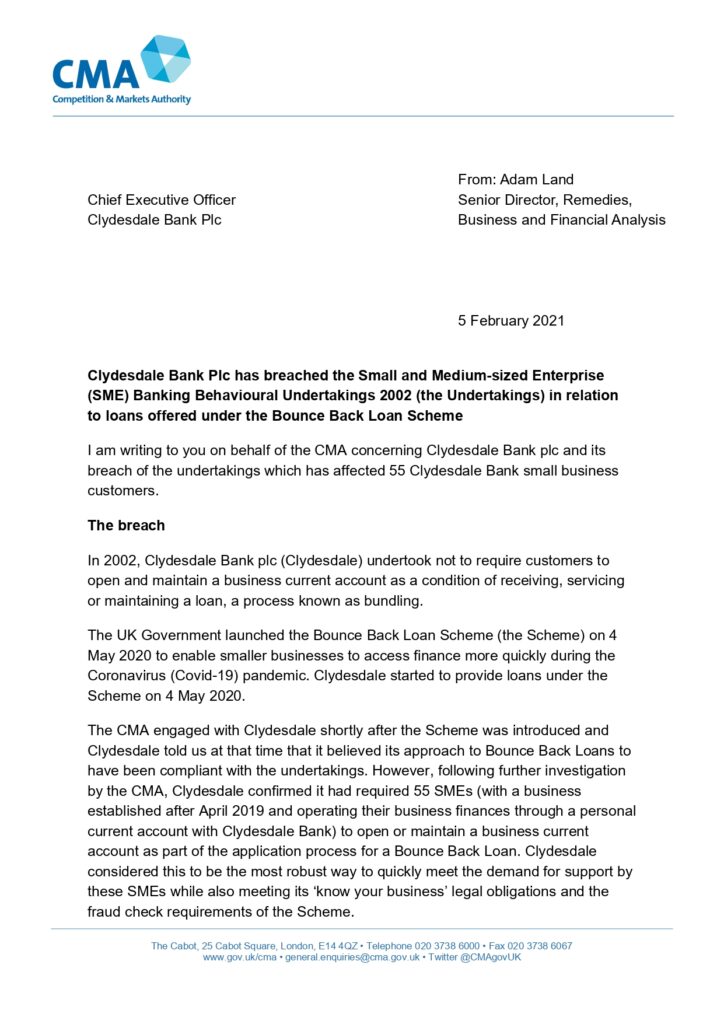 CMA Slap Down Clydesdale and Yorkshire Bank for Forcing Their Business ...