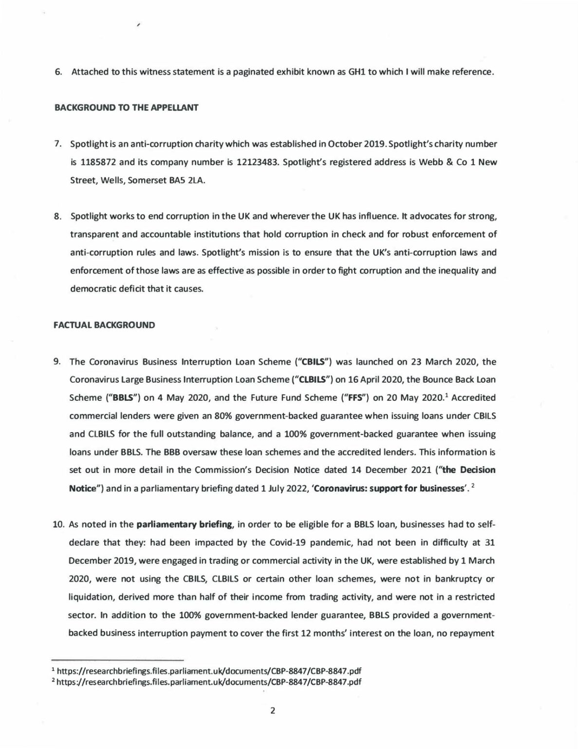 Witness Statements from George Havenhand and David Clarke for Spotlight ...
