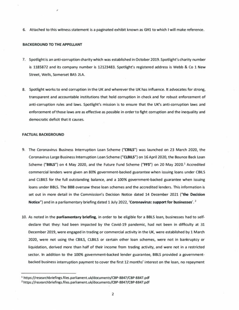 Witness Statements from George Havenhand and David Clarke for Spotlight ...